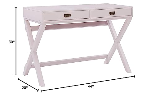 Linon Light Pink Rose Gold Hardware Jaycee X Base Writing Desk