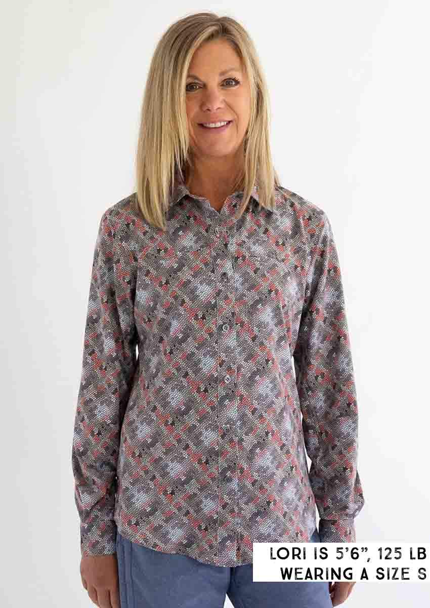 Club Ride Women's Gracie Long Sleeve Cycling Jersey, Mosaic Gray, Small