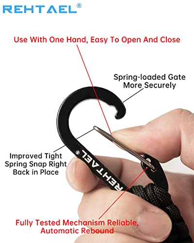 REHTAEL Paracord Keychain with Carabiner for Keys/Knife for Camping/Hiking (4Pack;2BlackBlue+2BlackOrange)