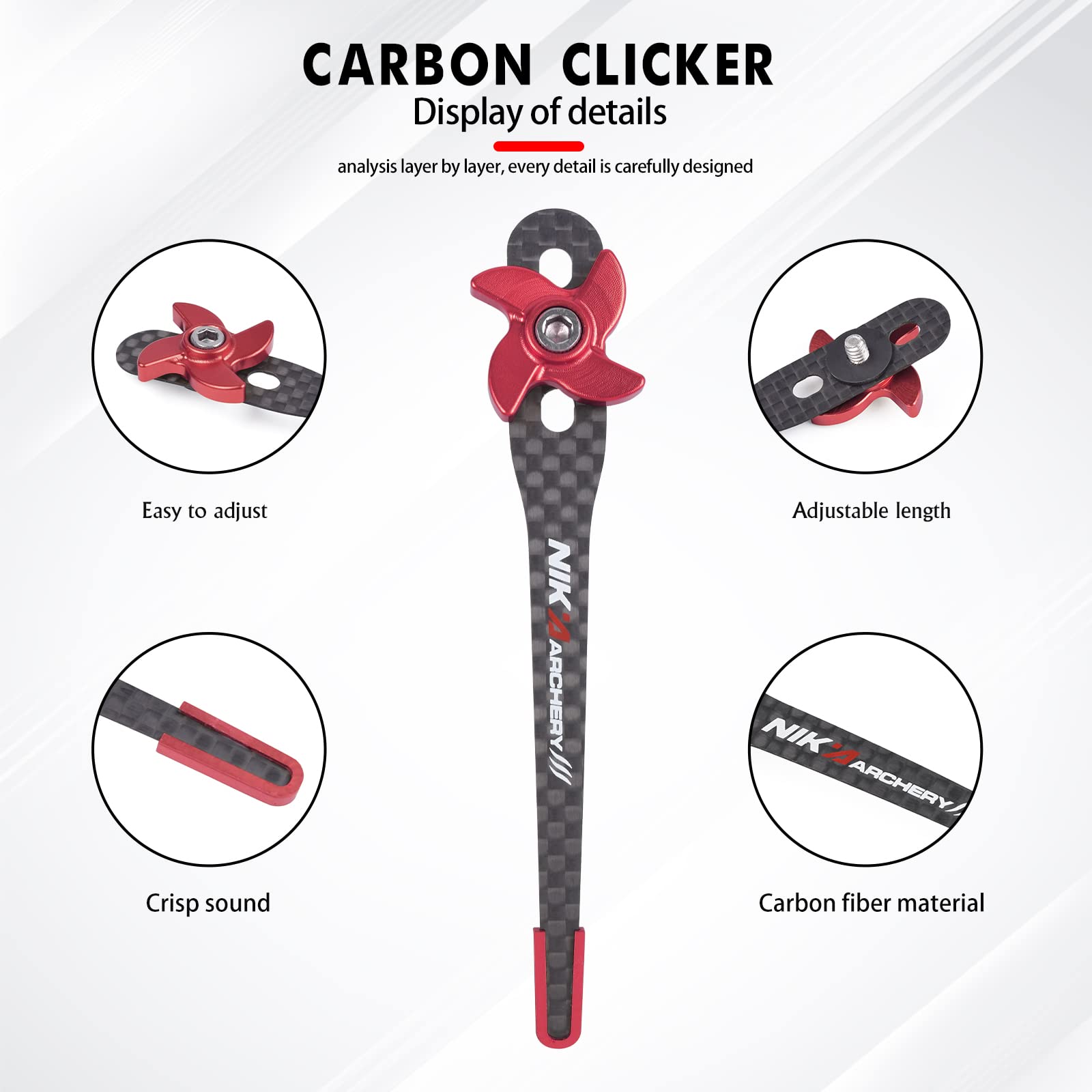 Chuangtong Archery Arrow Clicker, Recurve Bow Signal Release Tool, Carbon Fiber Clicker for Recurve Bow Target Shooting Archery Sight Practice Accessories Color Red