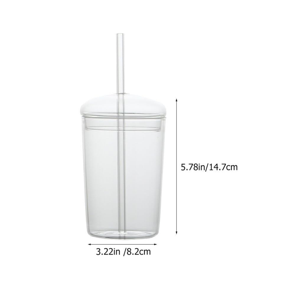 DOITOOL Glass Cups with Lid and Straw- Clear Aesthetic Cups Boba Cup- Glass Water Bottles Reusable Tumbler with Lid and Straw for Bubble Tea Juice Iced Coffee