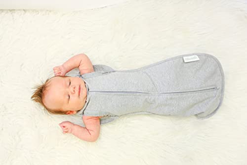 Woombie Convertible Baby Swaddling Blanket I Swaddle Converts to Arms-Free Wearable Blanket for Babies Up to 6 Months, Grey, 14-19 lbs
