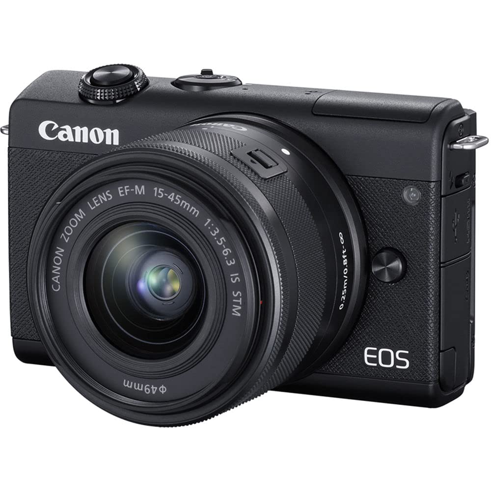 Canon EOS M200 Mirrorless Camera with 15-45mm and 55-200mm Lenses (Black) (3699C009) + 64GB Card + Charger + LPE12 Battery + Card Reader + Corel Photo Software + Case + More (Renewed)