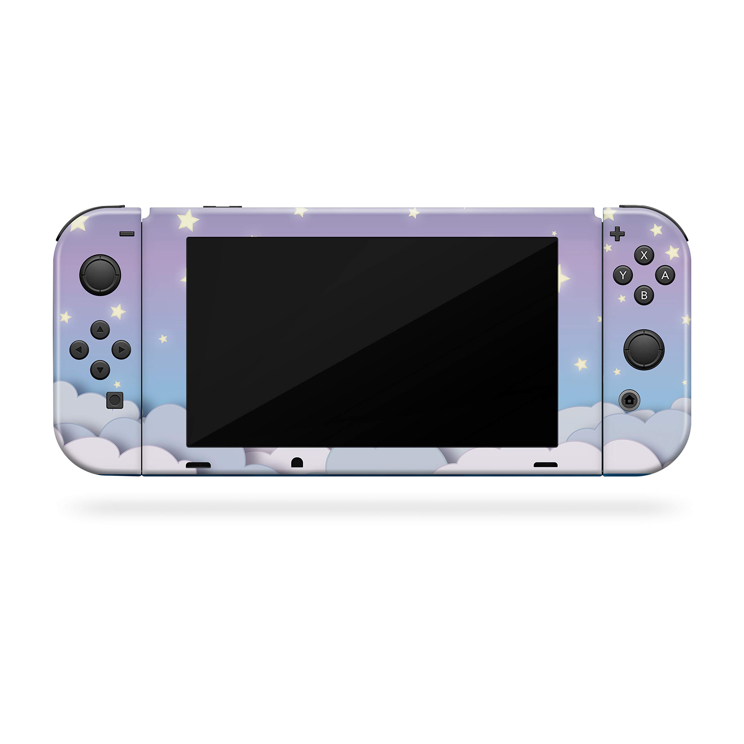 Tacky Design Clouds Decal Skin Compatible with Nintendo Switch Lite Skin Wrap, Pastel Starry Skin with Purple Sky and Moon for Nintendo Switch Lite Cover, Premium Vinyl 3M Full Wrap Decal.