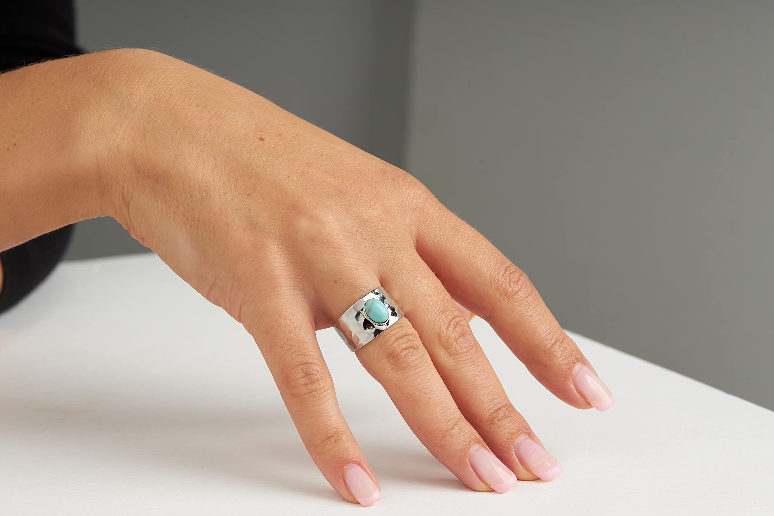 Charlie Paige Turquoise Ring for Women | Vintage Ring | Turquoise Gemstone Ring | Silver Ring for Women | Statement Ring
