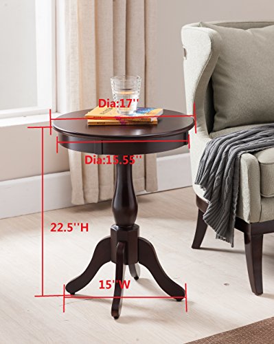 Kings Brand Furniture Cherry Finish Wood Round Pedestal Side Accent Table