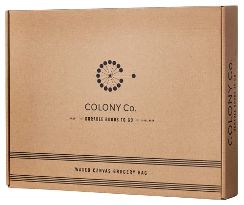World's Strongest Grocery Bag, Handmade with Certified Organic Cotton and Hand Waxed with Beeswax, Foldable, Stiff Waxed Canvas Stands Up for Easy Filling, Plastic-Free, Reusable, GOTS, Large, Brown