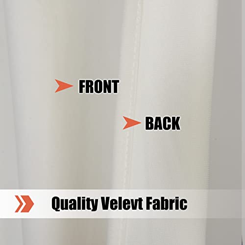 Ivory Velvet Curtains Elegant Window Drapes for Living Room 84 Inch Long Light Dimming Room Back Tab/Rod Pocket Panels Privacy Bedroom Sliding Door Backdrops Décor, Set of 2 (Ivory)