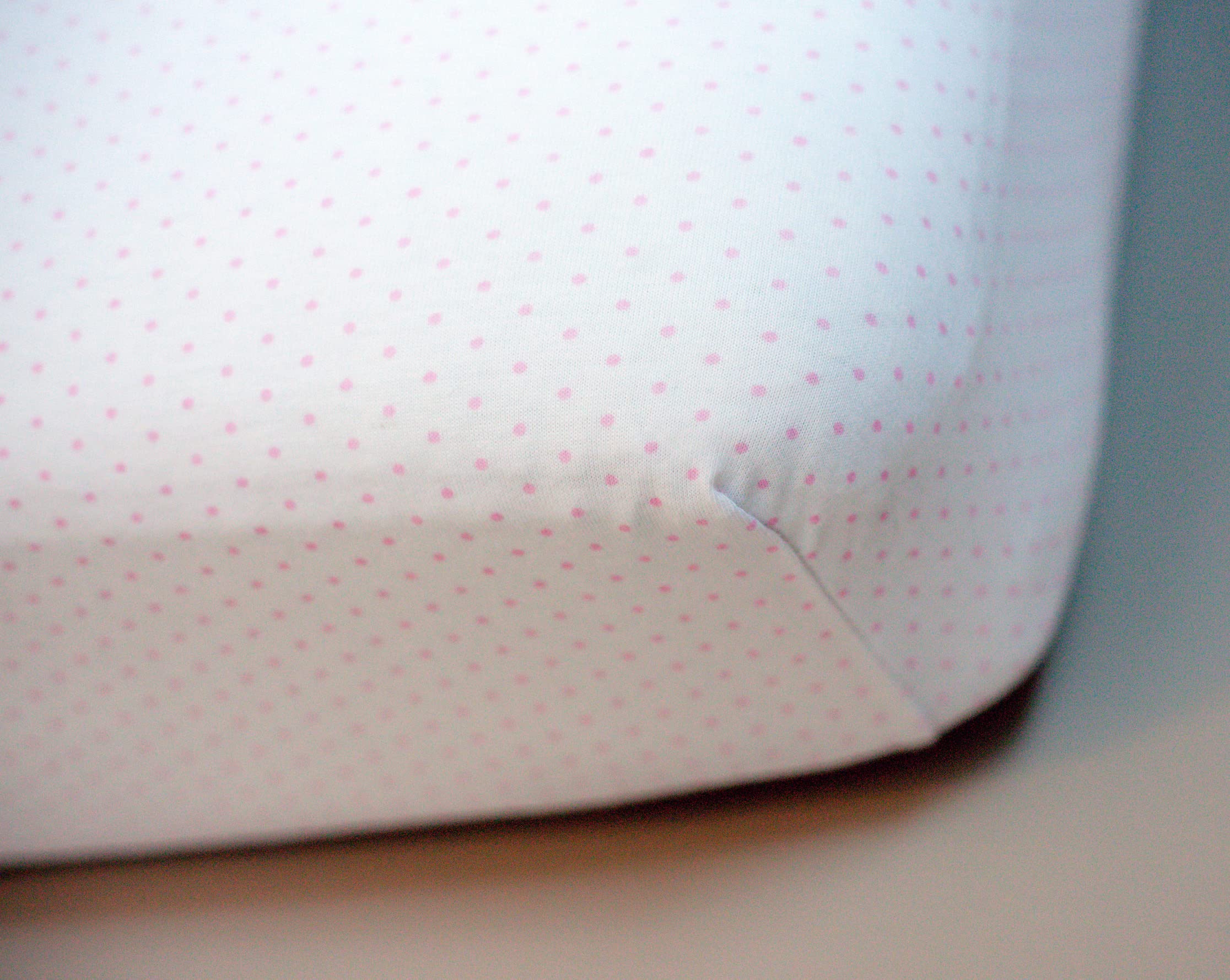 SheetWorld Fitted 100% Cotton Jersey Oval Sheet, Fits Stokke Mini 23 x 29, Pink Pindot, Made in USA