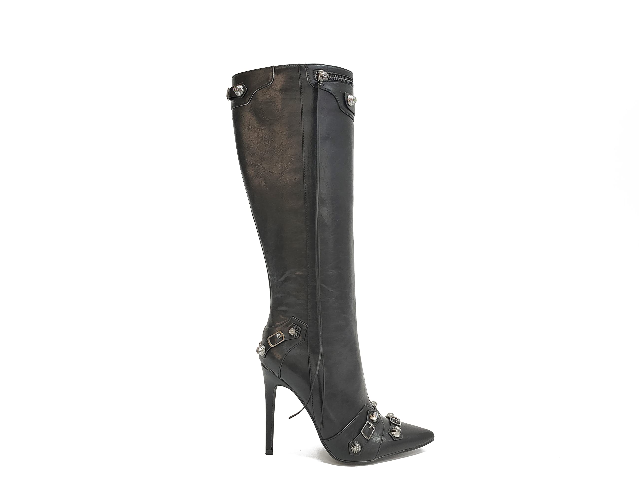 Cape Robbin Women Knee High Boot with Tassel Zipper POFIN - BLACK 11
