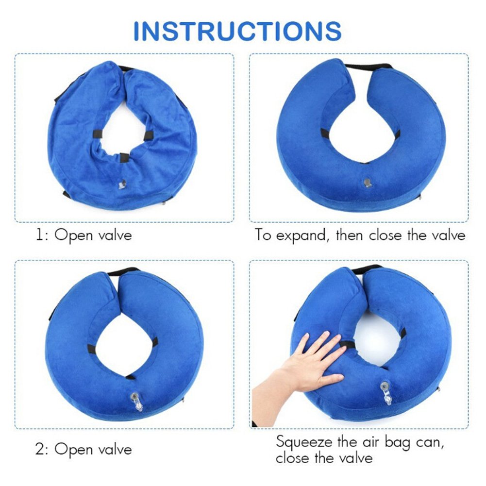Hyan Pet Protective Recovery Inflatable Collar-Soft Adjustable Comfortable Pet E-Collar for Dogs and Cats -Surgery Recovery Collar Pets Touching Stitches or Biting Wound (S-Neck Circumference 6-9")