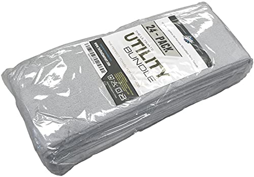 The Rag Company - Edgeless All-Purpose Utility Cleaning Towels - Commercial Grade, 80/20 Microfiber Blend, Auto, Home, Office, 245gsm,12in. x 16in, Light Grey (24-Pack)