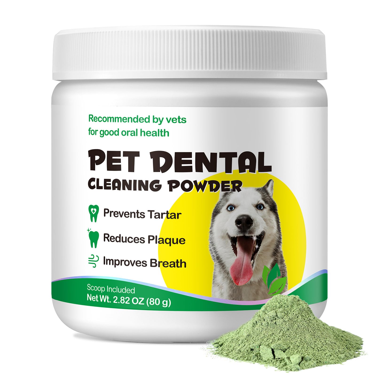 Dog Teeth Cleaning Powder,Dog Dental Powder,Dog Breath Freshener Powder with Probiotics for Bad Breath, Plaque, Tartar Remover - Dental Supplies - 80g