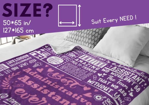 InnoBeta Administrative Professional Day Gifts for Administrative Assistant, Bed Flannel Plush Blanket For Women/Men (50"x 65") - Best Administrative Assistant Ever - Purple