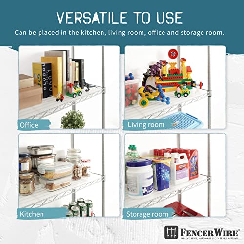 Fencer Wire NSF Adjustable Height Wire Shelving w/Liner & Wheels, Rolling Basement Storage Shelving, Metal Storage Shelving, Garage Shelving Storage Organizer, Utility Shelf, w/Liner, 4-Tier Silver