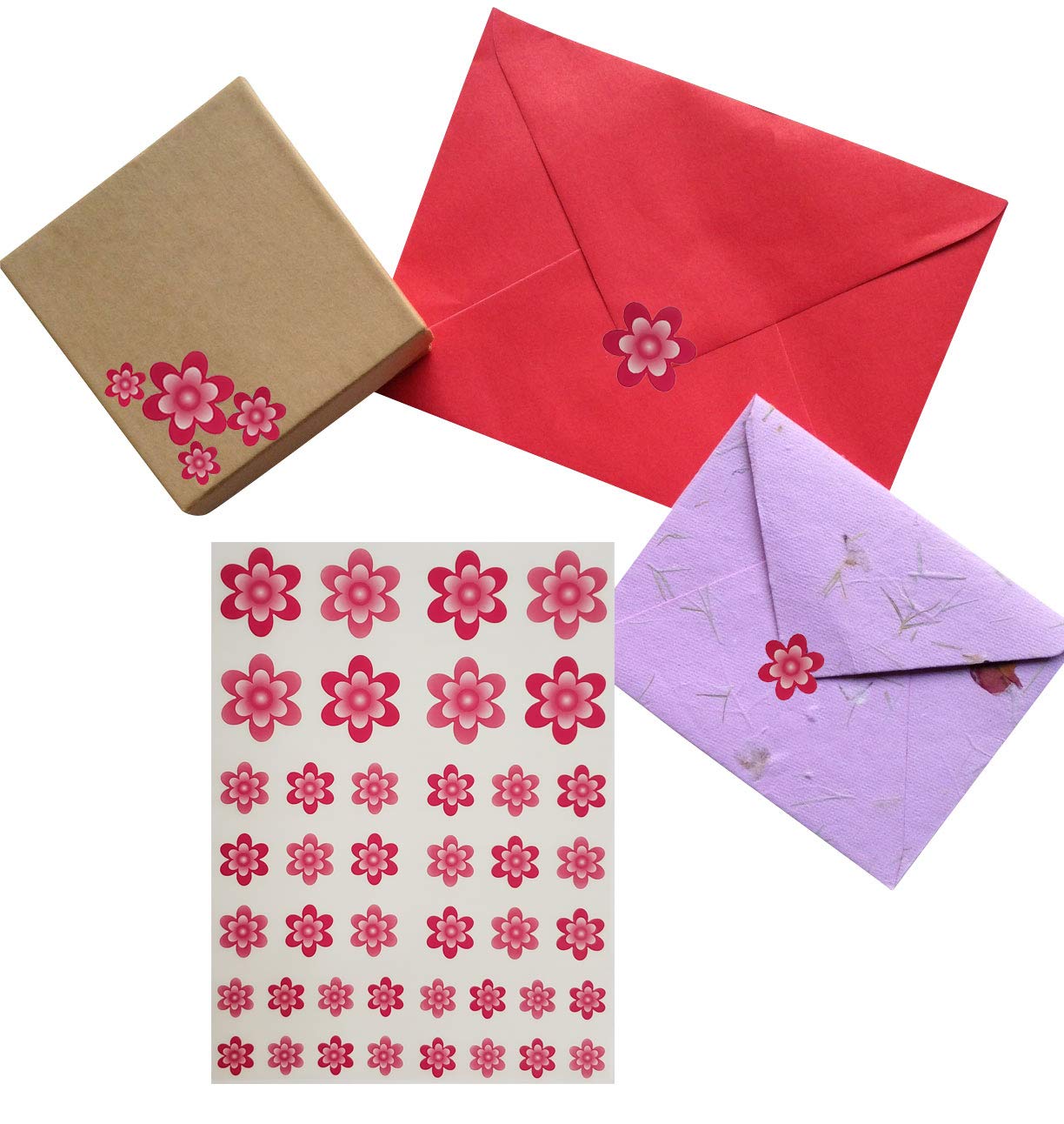 Royal Green Labels Pink Daisy Flower Stickers for Arts and Crafts Games, and Creative Learning, Preschool in 3 Sizes,10 Sheets - 420 Pack