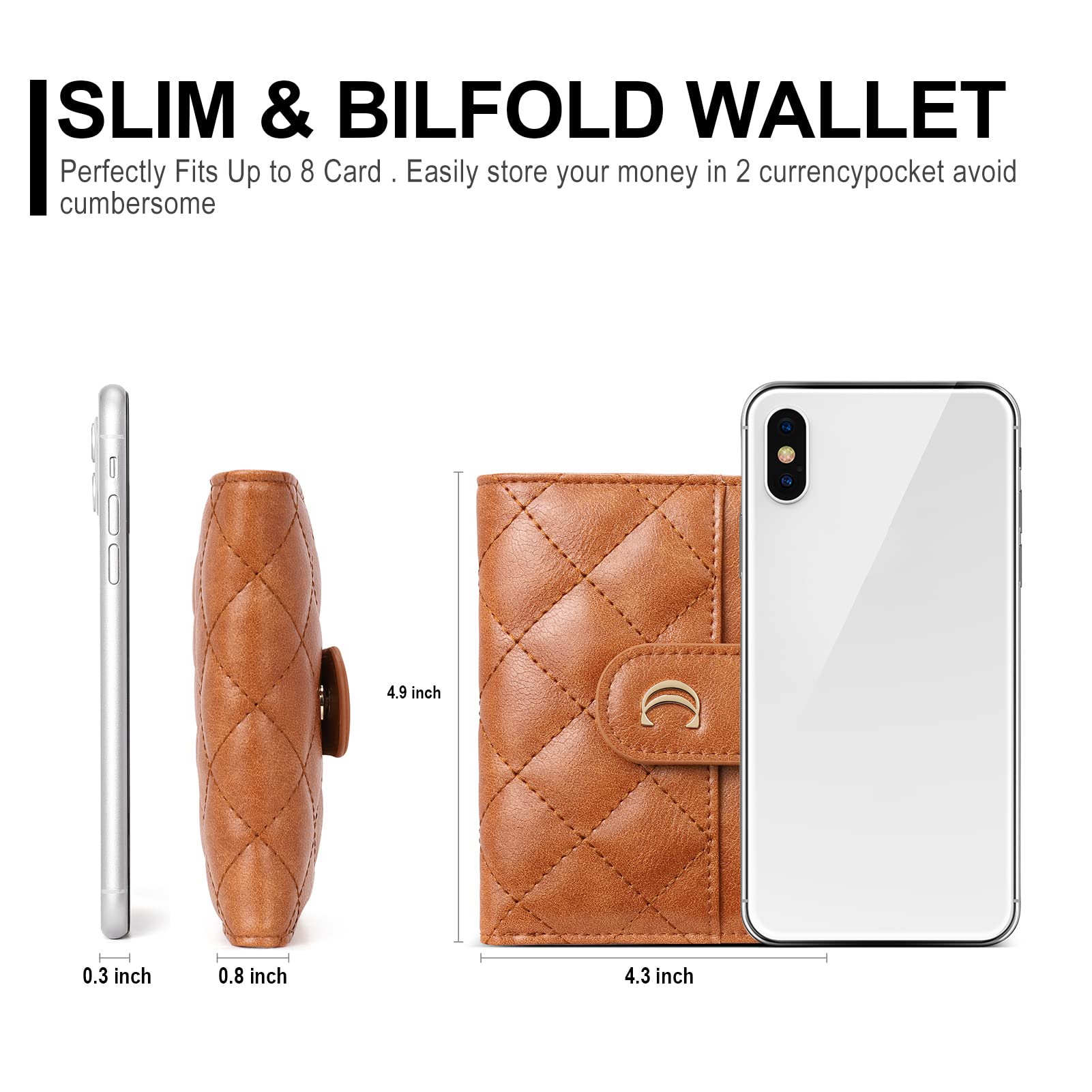 CLUCI Soft Leather RFID Small Wallets for Women Billfold Ladies Organizer Credit Card Holders with Coin Pocket Clutch Beige With Brown