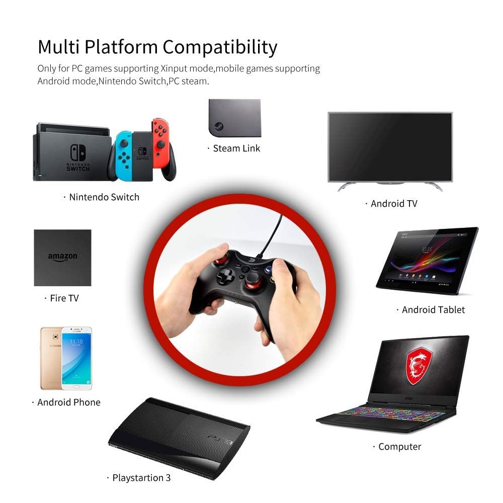 ZD T Gaming Wired Gamepad Controller Joystick for PC(Windows XP/7/8/8.1/10) / Playstation 3 / Android/Steam - Not Support The Xbox 360/One (T-wired)