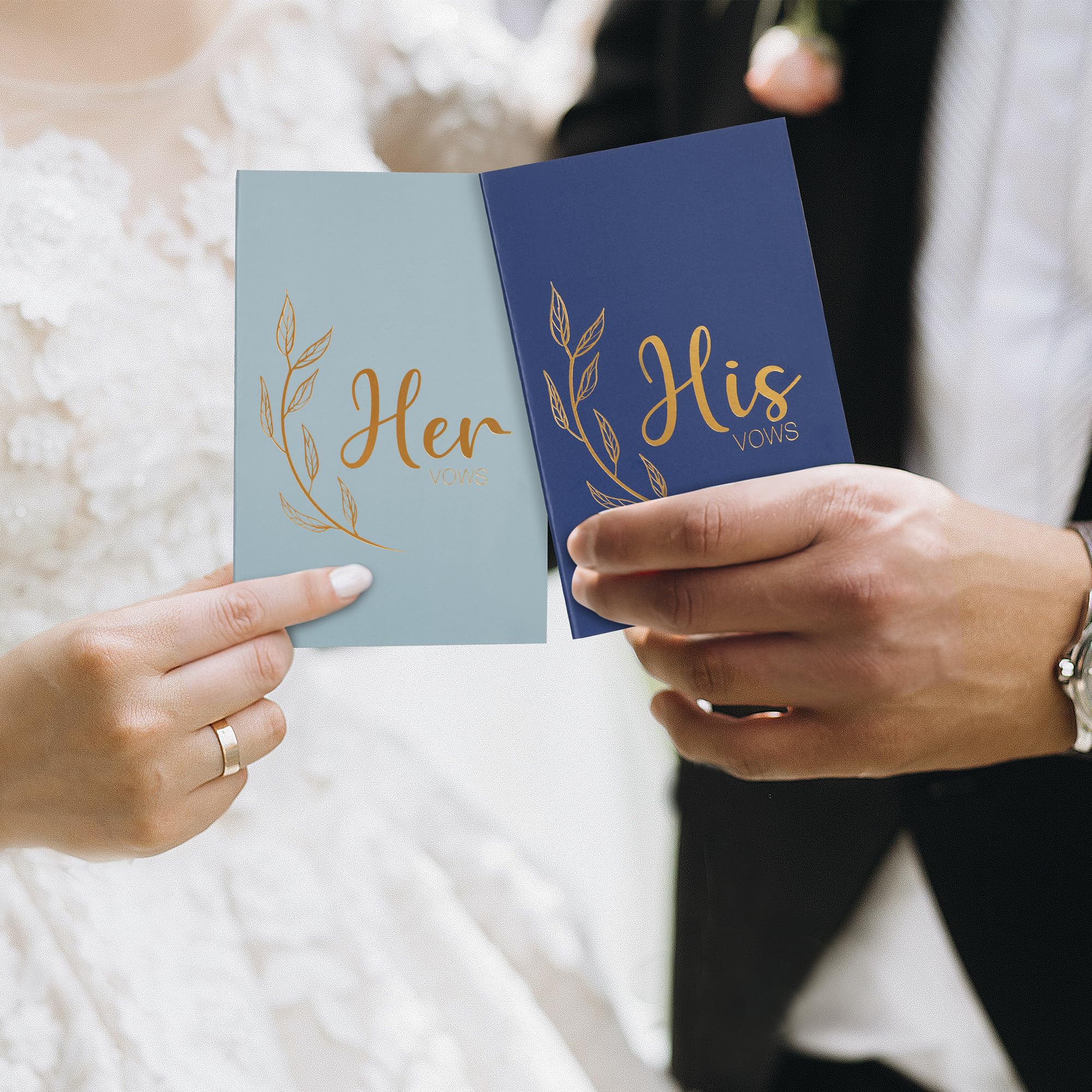 fusuu Wedding Vow Books - Vow Books His and Hers - Gold Foil Lettering with 28 Lined Pages β Bridal Shower Gifts - Peferct Addition for Your Wedding Day (Blue)