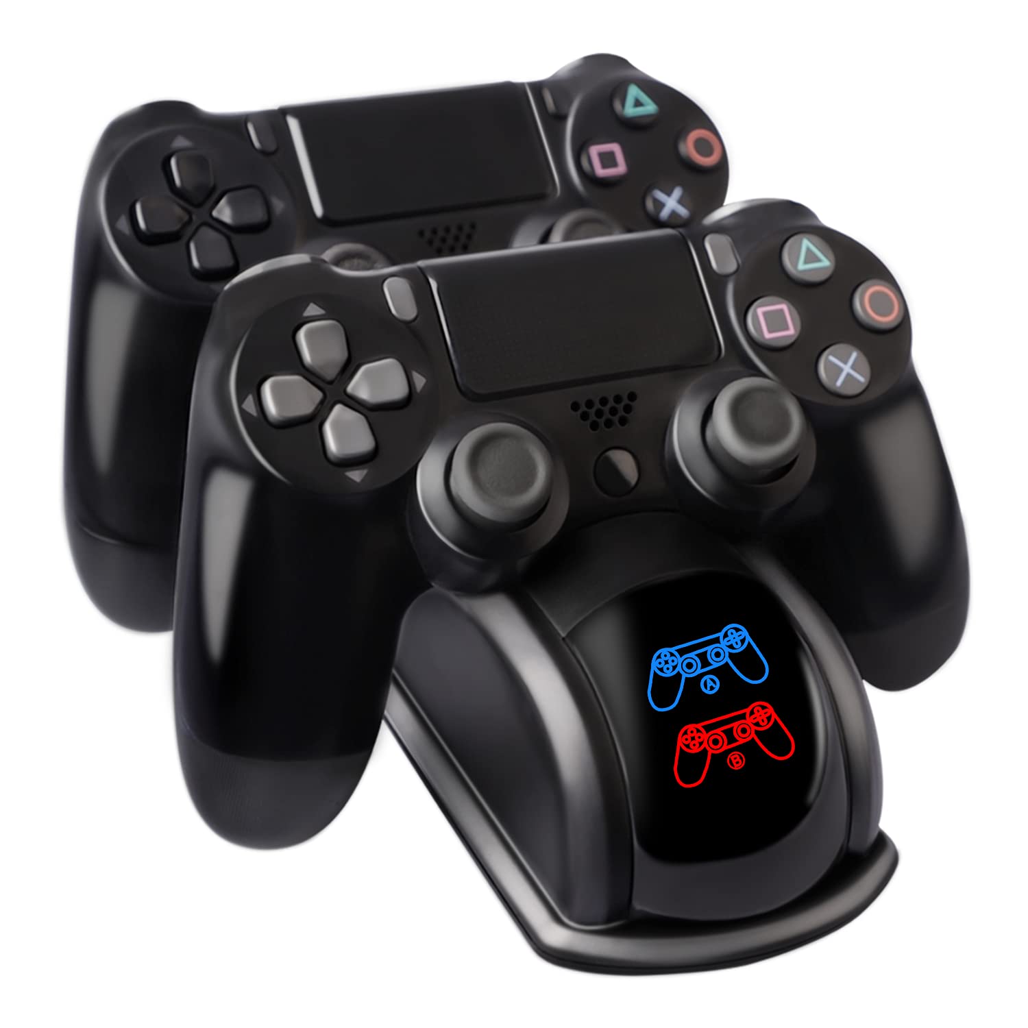 Charger for PS4 Controller, Dual USB PS4 Controller Charging Station Dock for PS4 / PS4 Slim / PS4 Pro Controller, with LED Light Indicators and Charging Cable