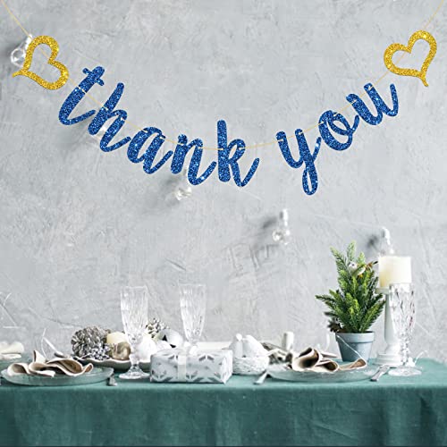 INNORU Thank You Banner Navy Blue Glitter, Wedding Bridal Shower, Thanksgiving Day Party Decorations, Engagement Party Banner, Perfect Wedding Party Decoration Suppllies