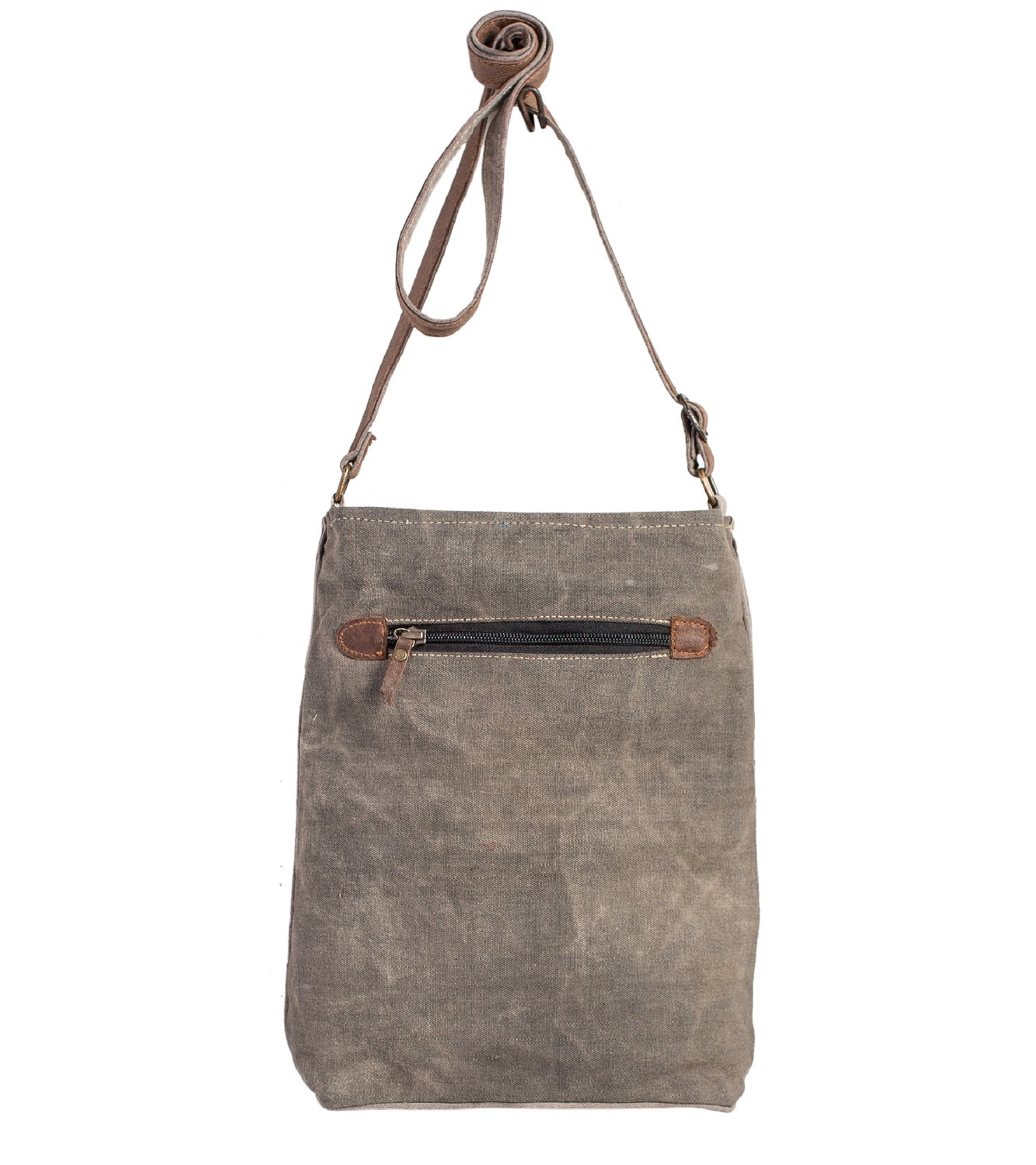 Mona B. Vintage Recycled Upcycled Canvas Identified Collection with Vegan Leather Trim (Identified-Ice Gray) (Charcoal)