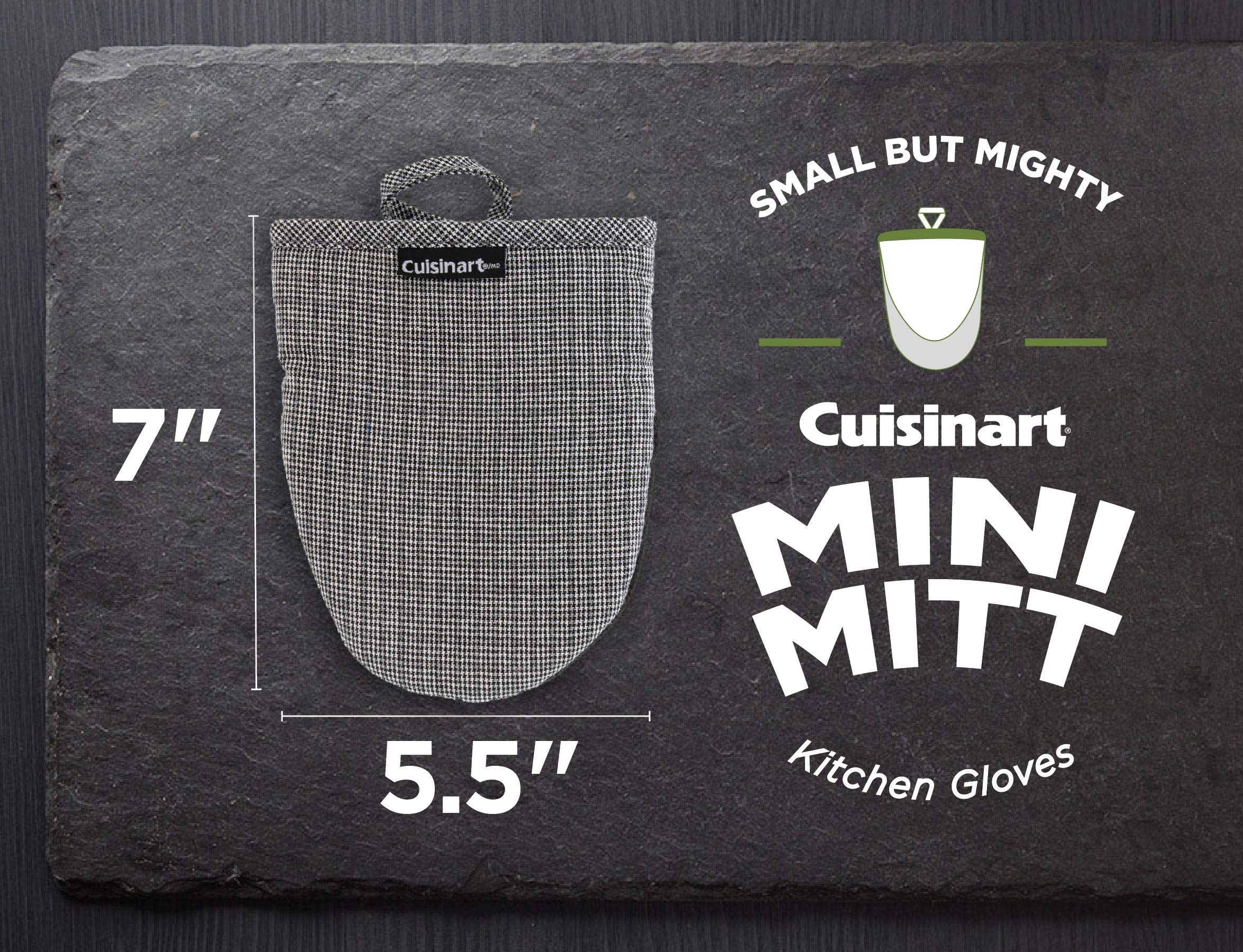 Cuisinart Farmhouse Neoprene Mini Oven Mitts, 2pk - Heat Resistant Pot Holders to Protect Hands with Non-Slip Grip and Hanging Loop - Ideal for Handling Hot Cookware - Micro Houndstooth