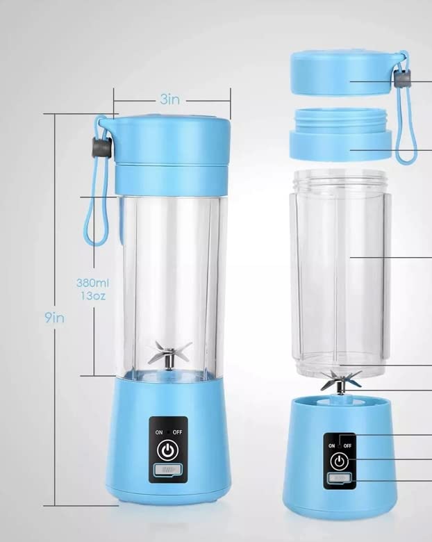 TITANFINITY Portable and Rechargeable Battery Juice Blender, Personal Size Blenders with USB Rechargeable, Mini Juicer Smoothie Blender Travel Size 380ML, Personal Blender for Shakes and Smoothies (Blue)