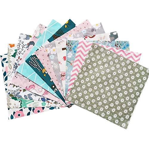 CJINZHI Fat Quarters Fabric Bundles, 50 pcs/lot Top Cotton 5.9" x 5.9" (15cm x 15cm) Squares Patchwork, Precut Quarter Sheets & Different Pattern for DIY Sewing Mask & Quilting Crafting.