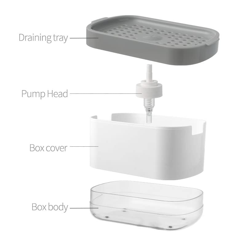 Dish Soap Dispenser | Dishwashing Soap Dispenser | Sponge Holder for Kitchen Sink | Dish Soap Dispenser with Sponge Holder | Hand Single Press Easy Use Capacity (Black)