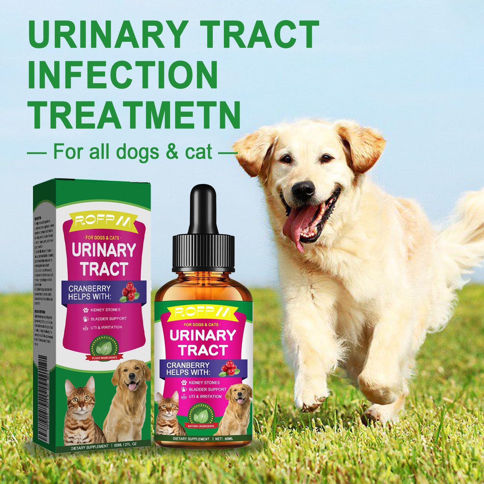Dog UTI Treatment Cat Urinary Tract Infection Treatment Drops Cat UTI Remedy - Natural Formula Rich in Cranberry and Vitamin C