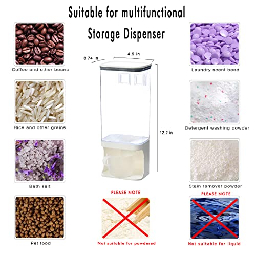 Sparktime Laundry Detergent Dispenser for Scent Booster Beads, Wall Mounted Dry Food Storage Container with Measuring Cups, Suitable for Rice, Beans, Solid Grain, Laundry Scent Beads(1500ml)