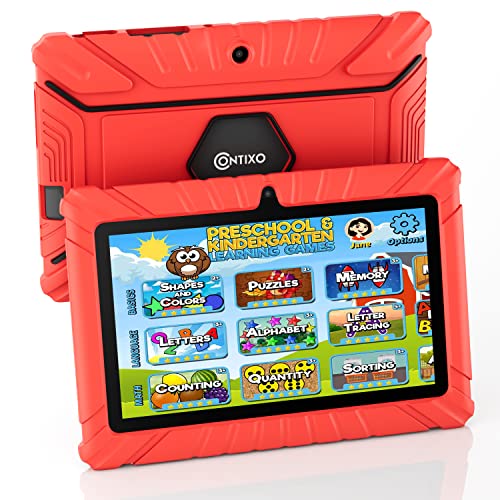 Contixo V8 Kids Tablet, 7" Kids Learning Tablet Bundle - Parental Control, WiFi Dual Camera, Teacher Approved Tablet for Kids, Kids Bluetooth Headphone & Tablet Bag - Pink Set