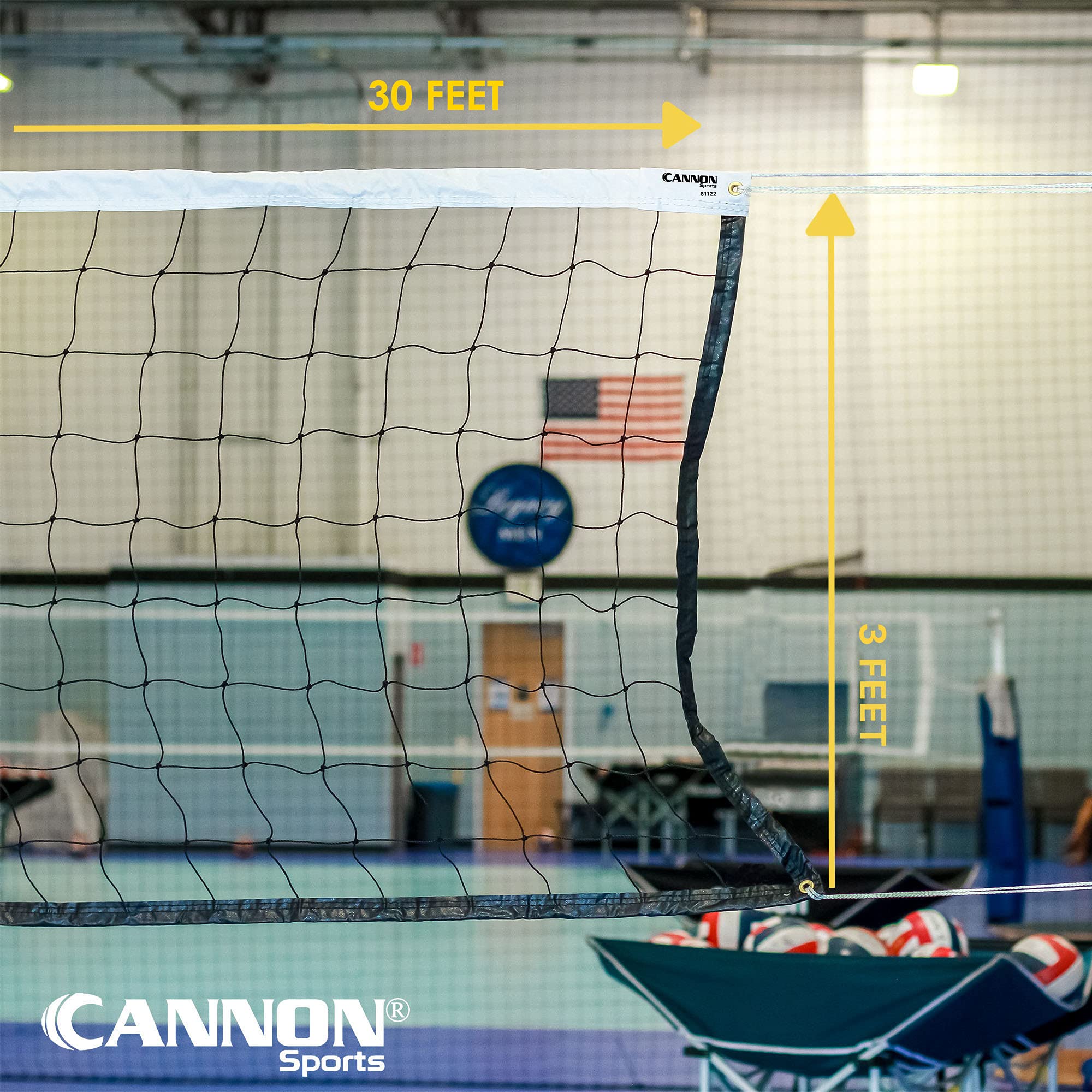 Cannon Sports Volleyball Net - Outdoor/Indoor - for Recreational Backyard, Beach, & Gymnasium Play - 30 FT
