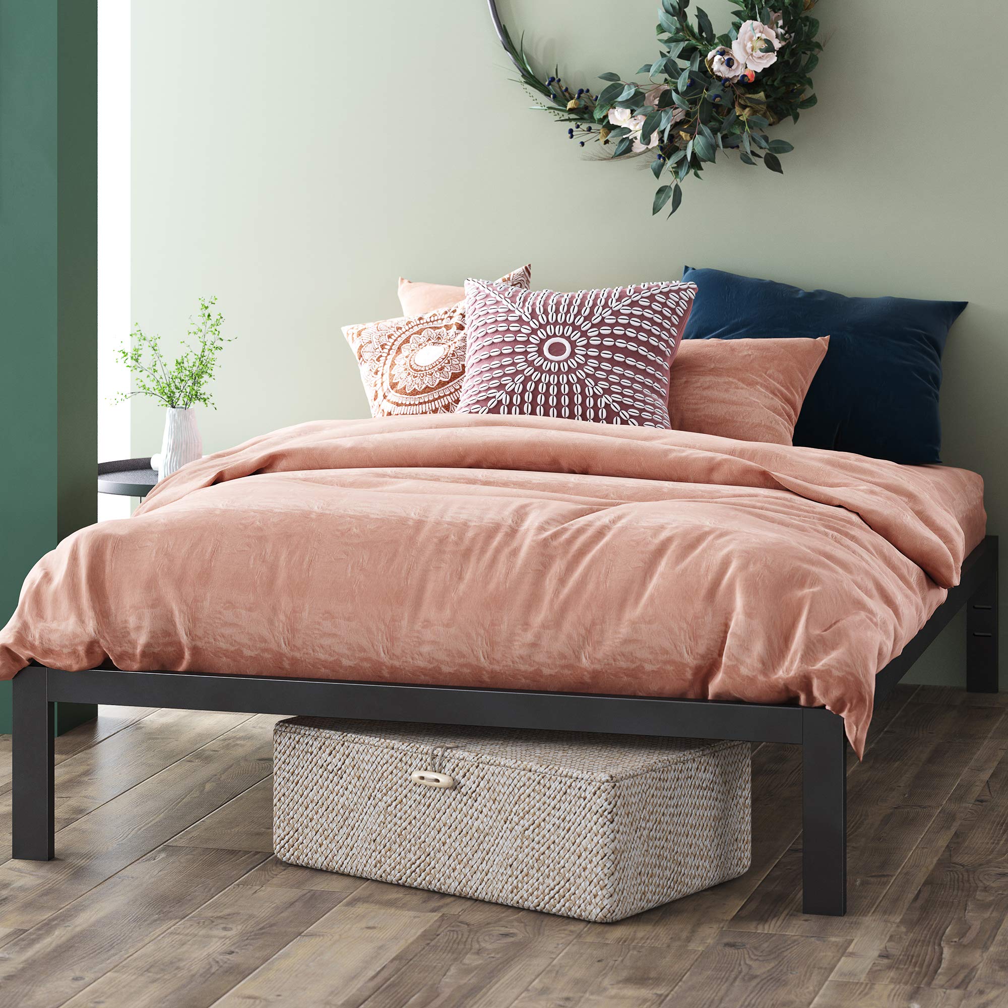 ZINUS 8 Inch Green Tea Memory Foam Mattress and Mia Platform Bed Frame Set / Bed and Mattress Set / No Box Spring Needed / Mattress in a Box, King