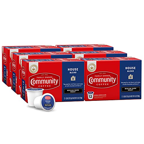 Community Coffee House Blend 72 Count Coffee Pods, Medium Dark Roast, Compatible with Keurig 2.0 K-Cup Brewers