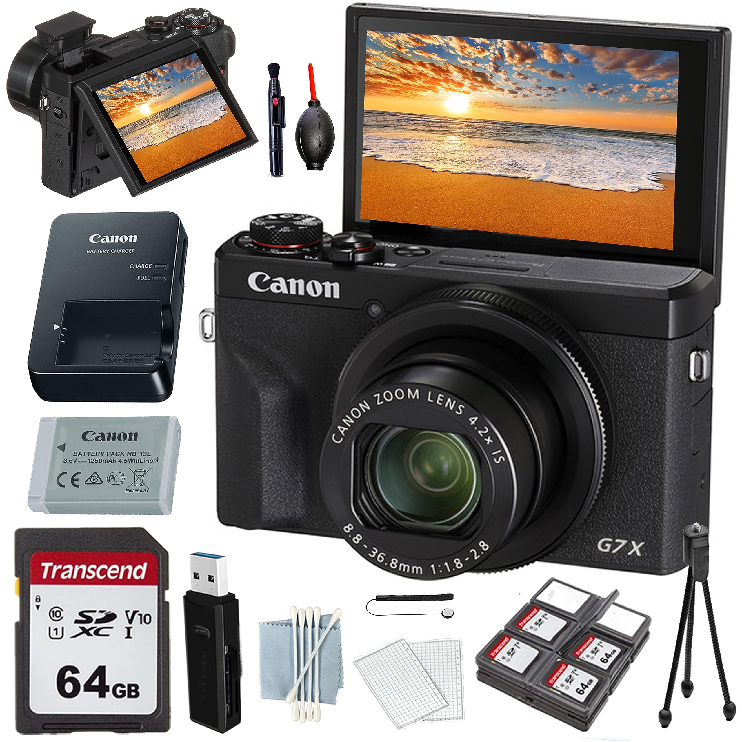 Canon PowerShot G7 X Mark III Digital Camera+Commander Starter KIT+64GIG Card(12PC) Bundle
