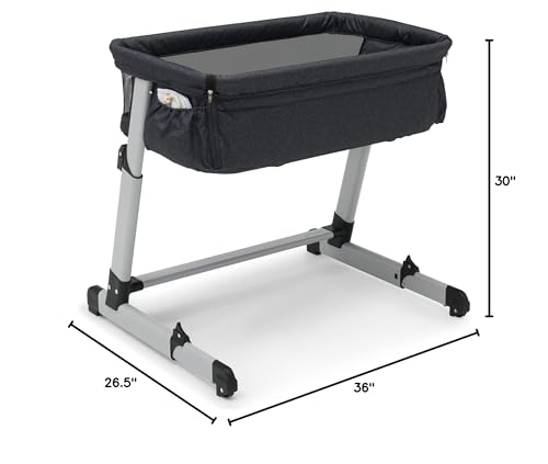GAP babyGap Whisper Bedside Bassinet Sleeper with Breathable Mesh and Adjustable Heights - Lightweight Portable Crib - Made with Sustainable Materials, Black Camo