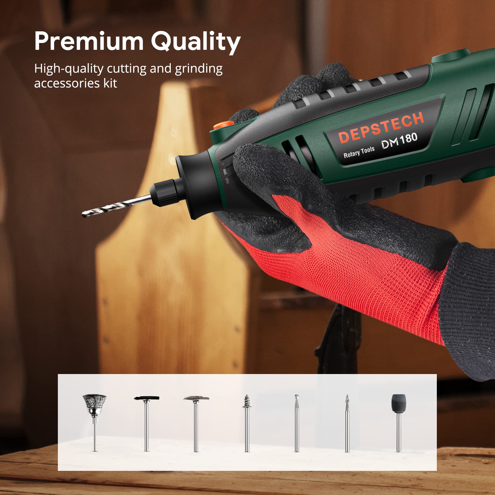 DEPSTECH Rotary Tool Accessories Kit, 420Pcs Accessory Set, 1/8"(3.2mm) Diameter Shanks, Universal Kit Fits All Tool for Carving, Sanding, Cutting, Drilling, Grinding, Cleaning and Polishing- AT420
