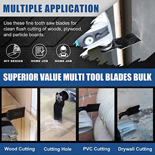 COMOWARE 105 Pcs Oscillating Saw Blades - 1-3/8β Multi Tool Blades Kits Universal Oscillating Tool Blades, Fine Tooth Multitool Blades, Quick Release Saw Blades for Wood/Plastic/Soft Metal Cutting
