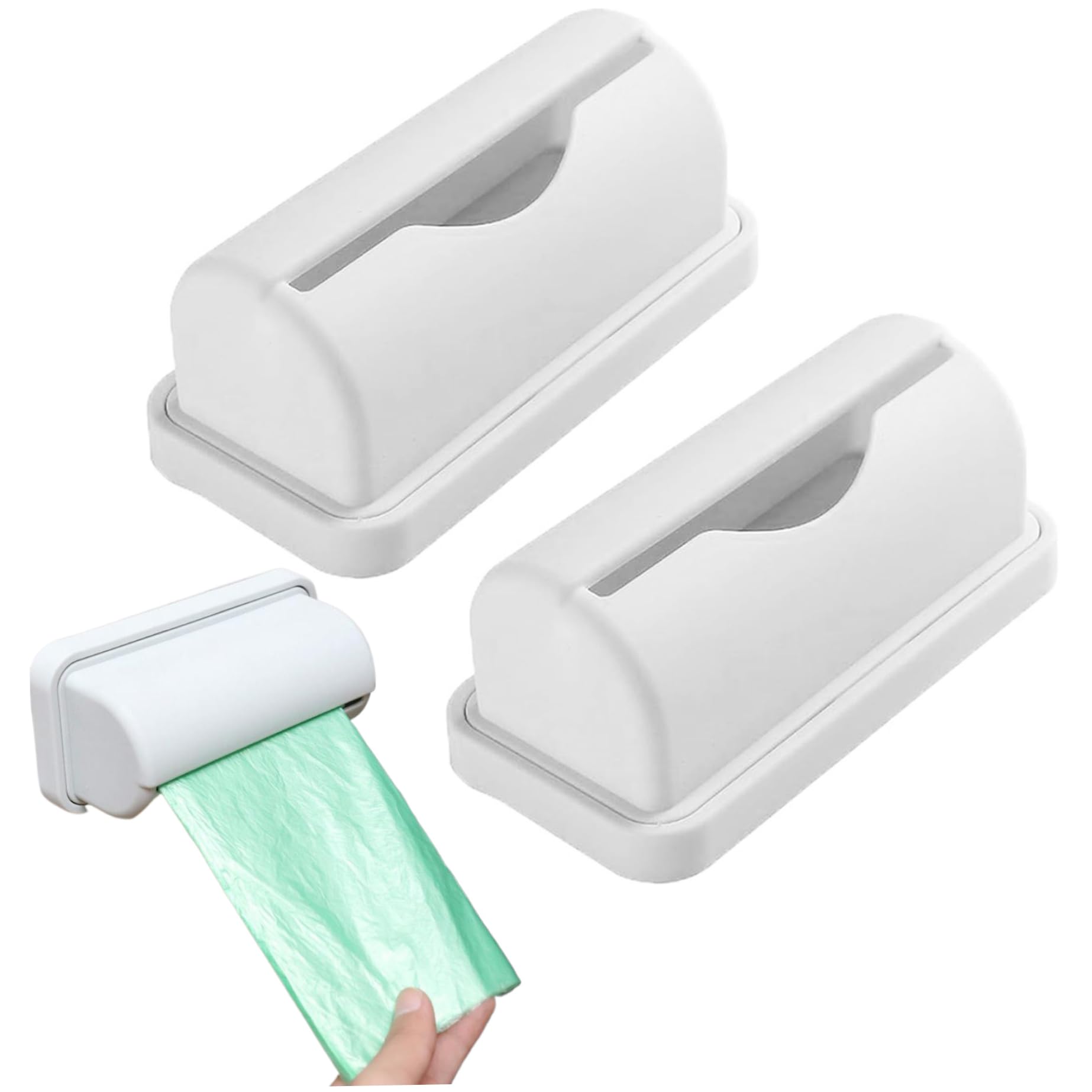 Garbage Bag Dispenser 2PCS Adhesive Mount Trash Can Liner Dispenser 5.9x3" Plastic Trash Bag Dispenser Roll Holder