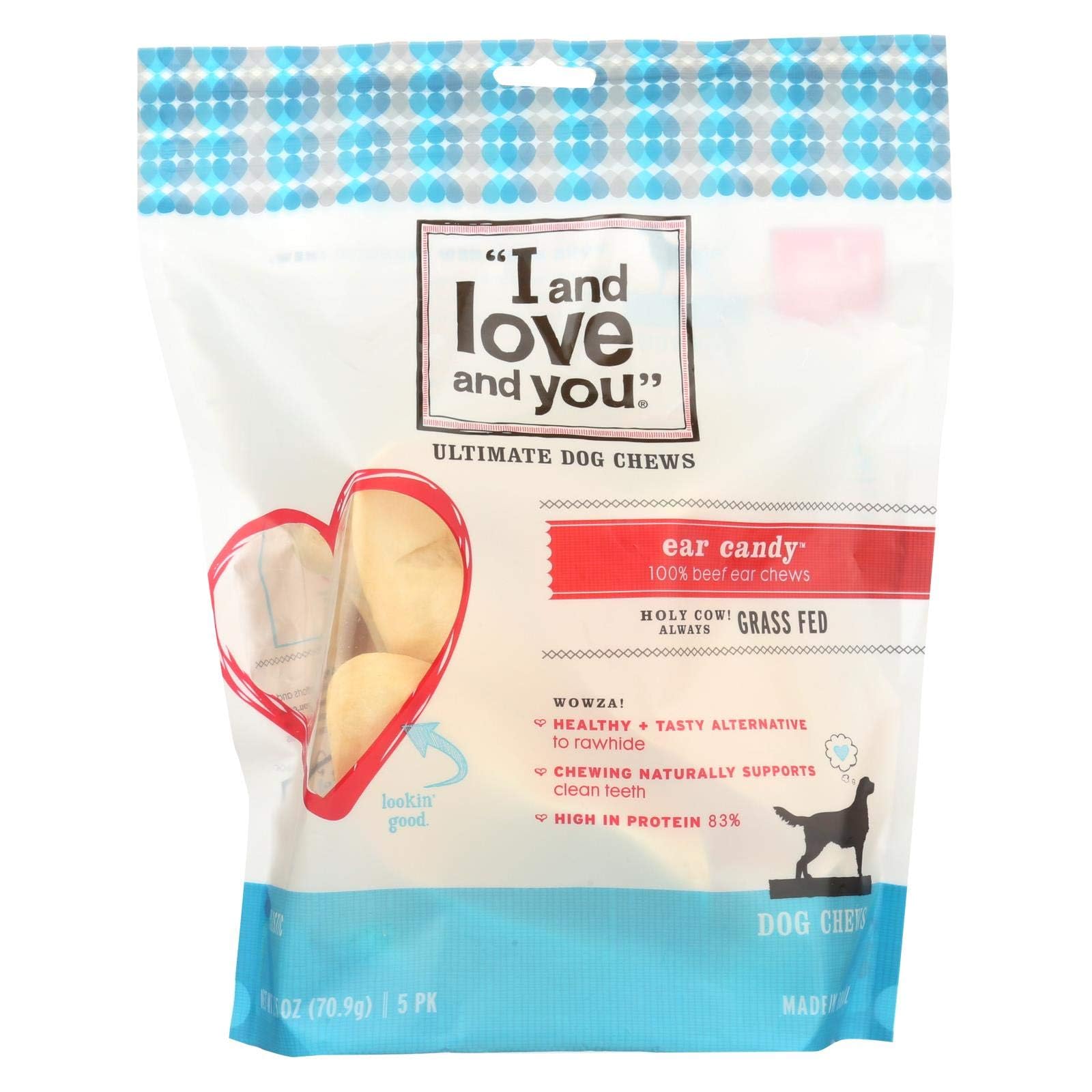 I and Love and You Ear Candy Ultimate Dog Chew - 5 per pack - 6 packs per case.