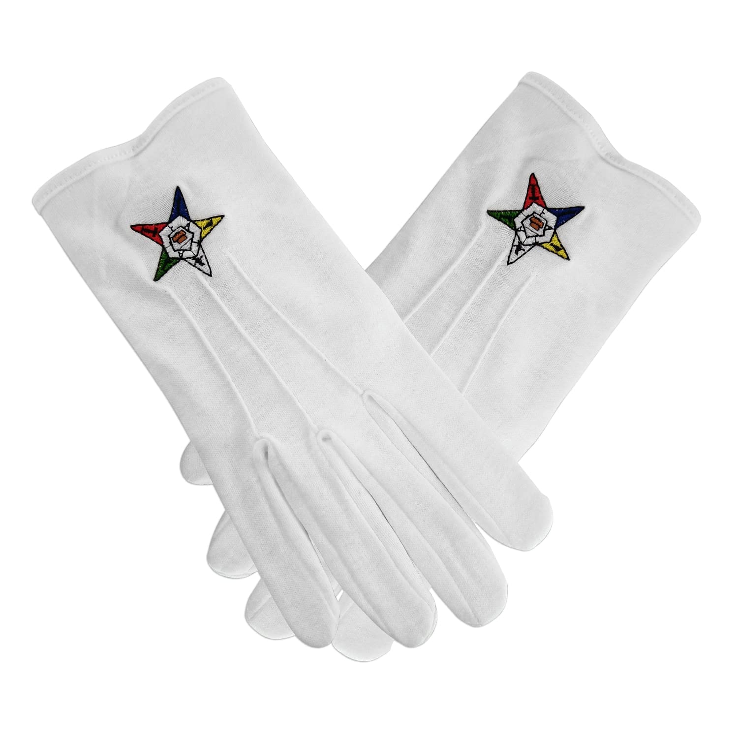 deDecoml Masonic Cotton Gloves With Order of the Eastern Star Embroidered