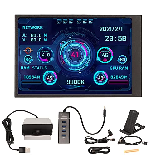 Fabul PC Temperature Display Screen, PC CPU Data Monitor Change 3.5 Inch IPS Screen for CPU