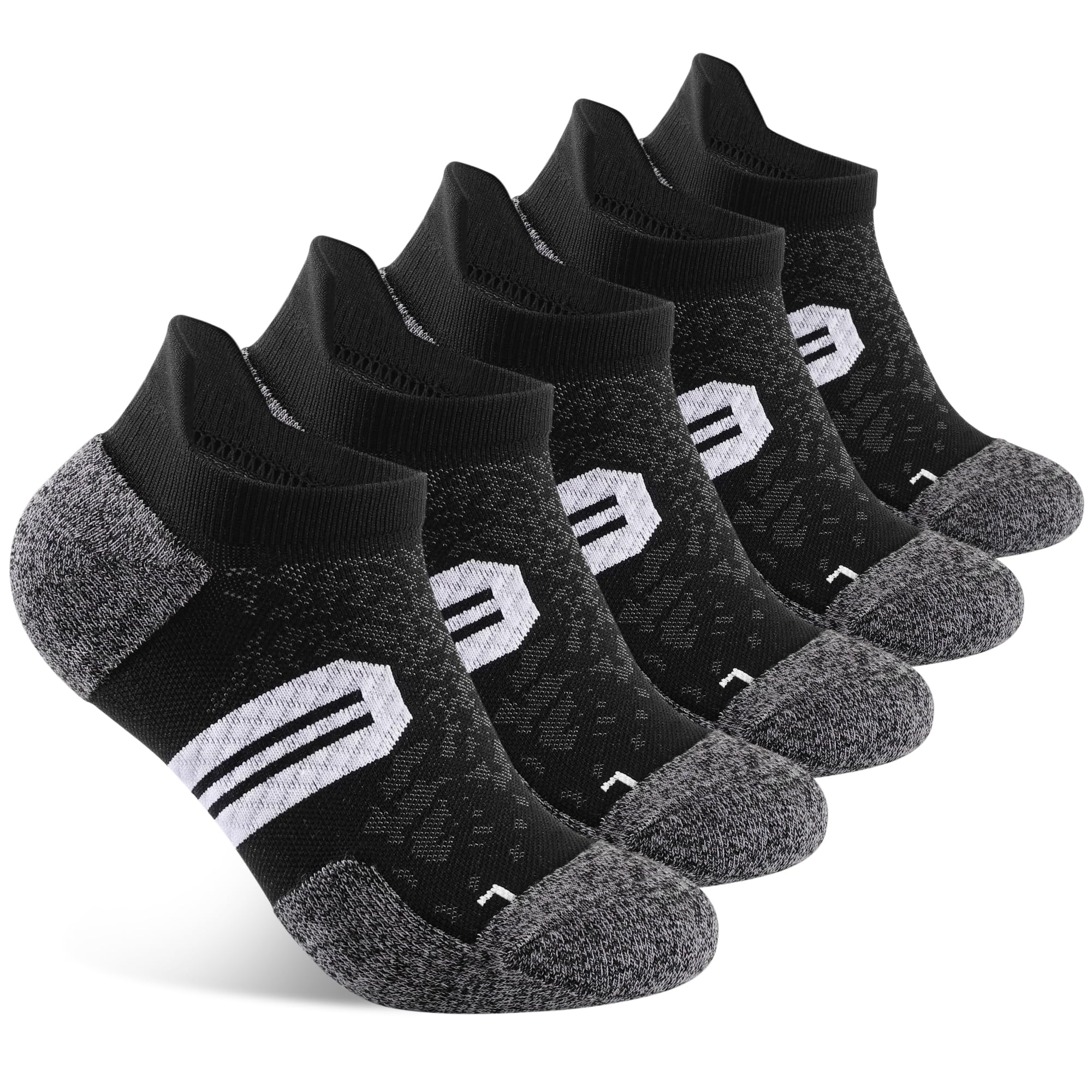 BUDERMMY Womens Ankle Compression Socks with Arch Support Athletic Low cut Running Socks for Women Workout Cushion 5 Pairs (US, Numeric, 5, 8, Regular, Regular, Mixed 12 pairs)