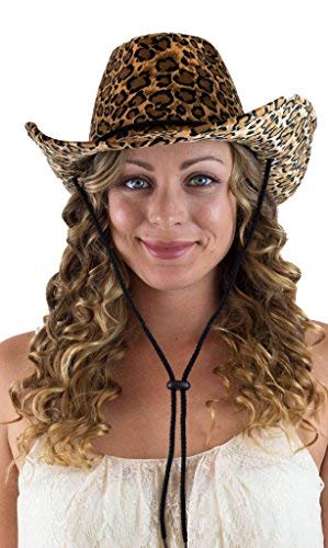 Captain Cowboy Hat, Cowgirl & Horse Riding Hats, Felt Summer Drifter Leopard Print One Size