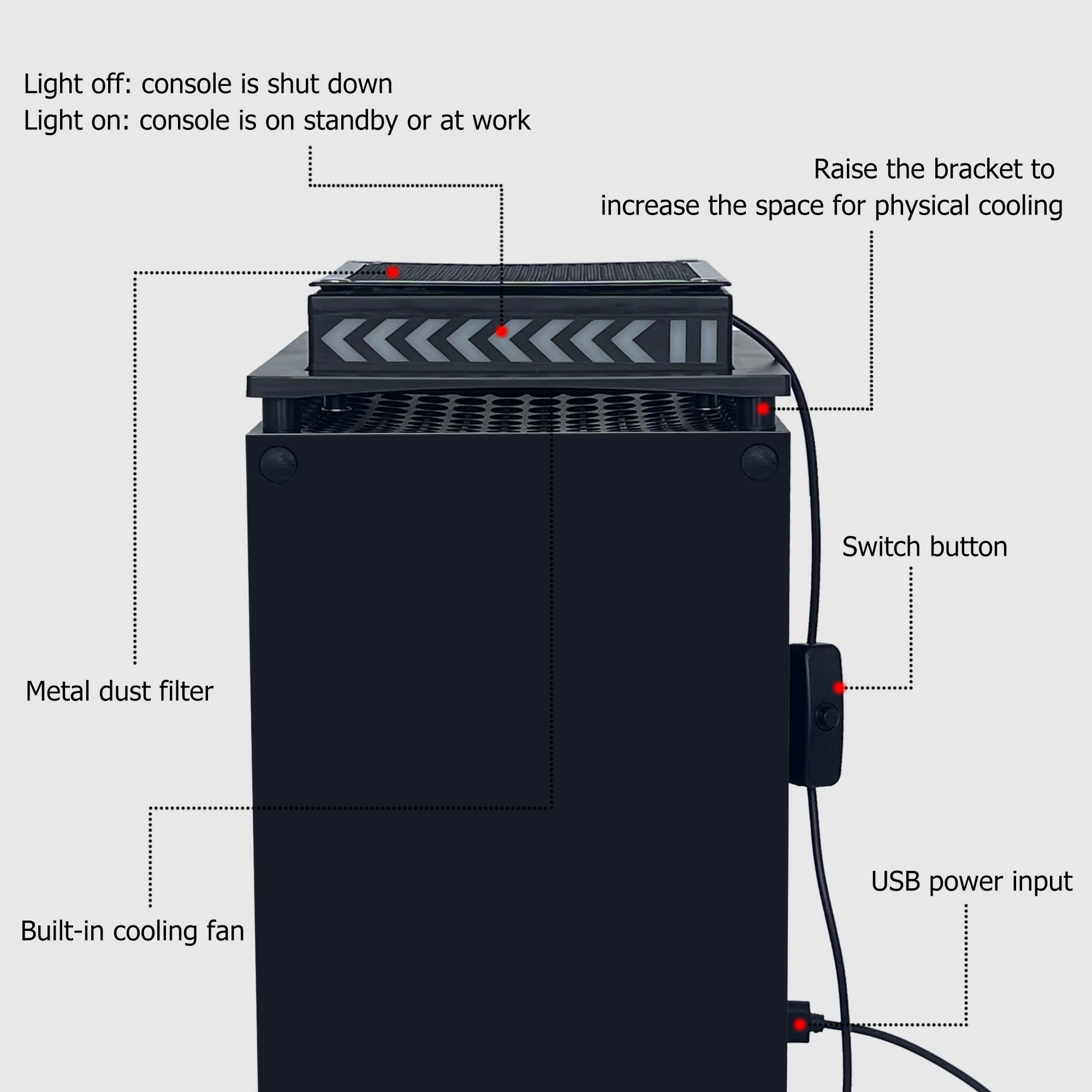 Cooling Fan for Xbox Series X with LED Light DOBEWINGDELOU Top Fan Cooler System with Dust Filter Low Noise Black