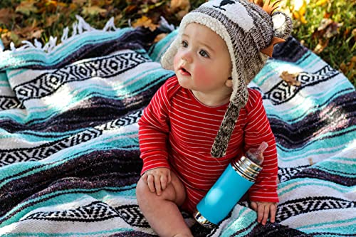 Pura Kiki 11oz/325ml Stainless Steel Infant Bottle w/Sleeve, Medium-Flow Nipple, for Babies 3 Months & Up - Aqua
