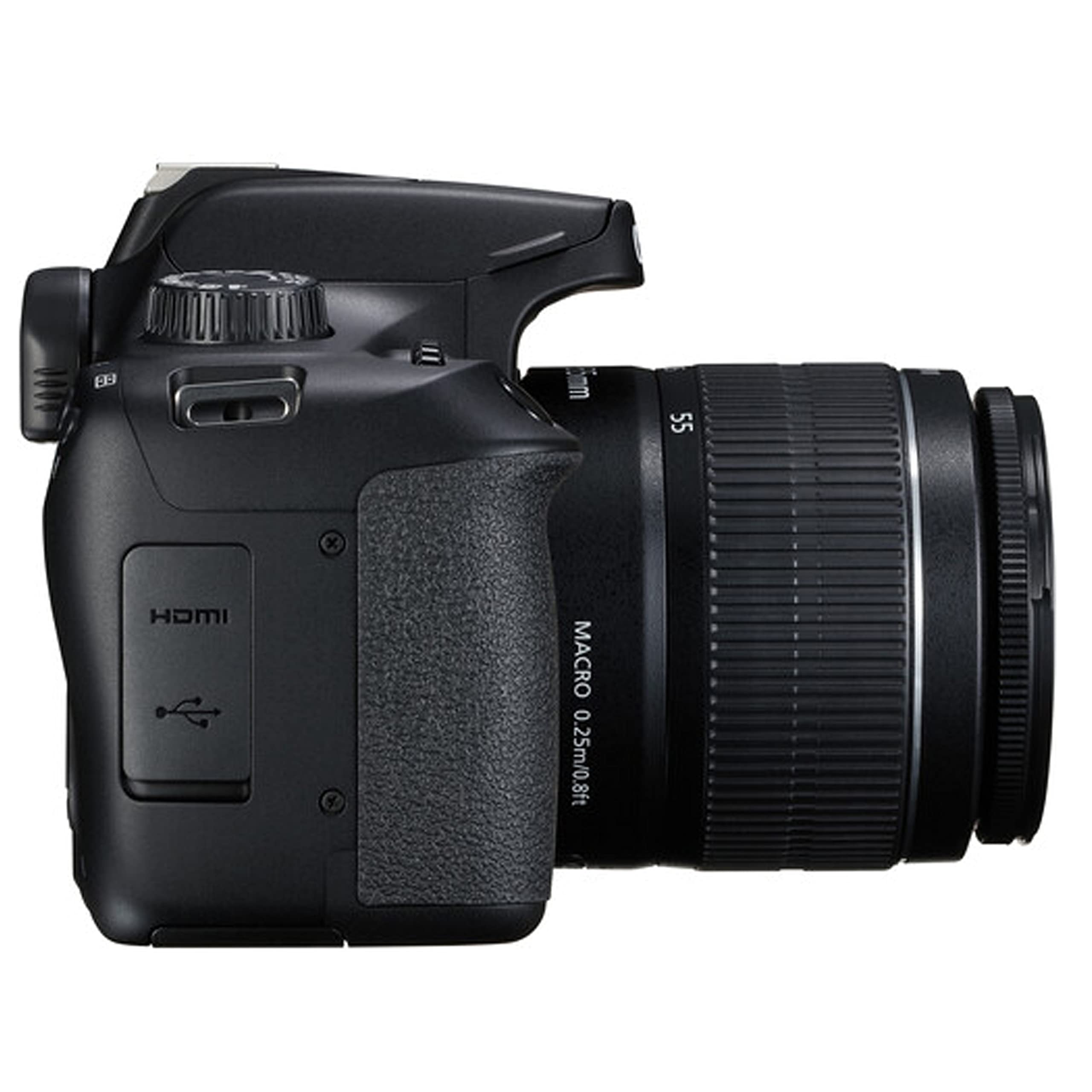 Canon EOS Rebel 4000D / T100 DSLR Camera w/Canon EF-S 18-55mm Lens + 2Pc 64GB Memory Card + Tripod + Photo and Video Editor & More (Renewed)