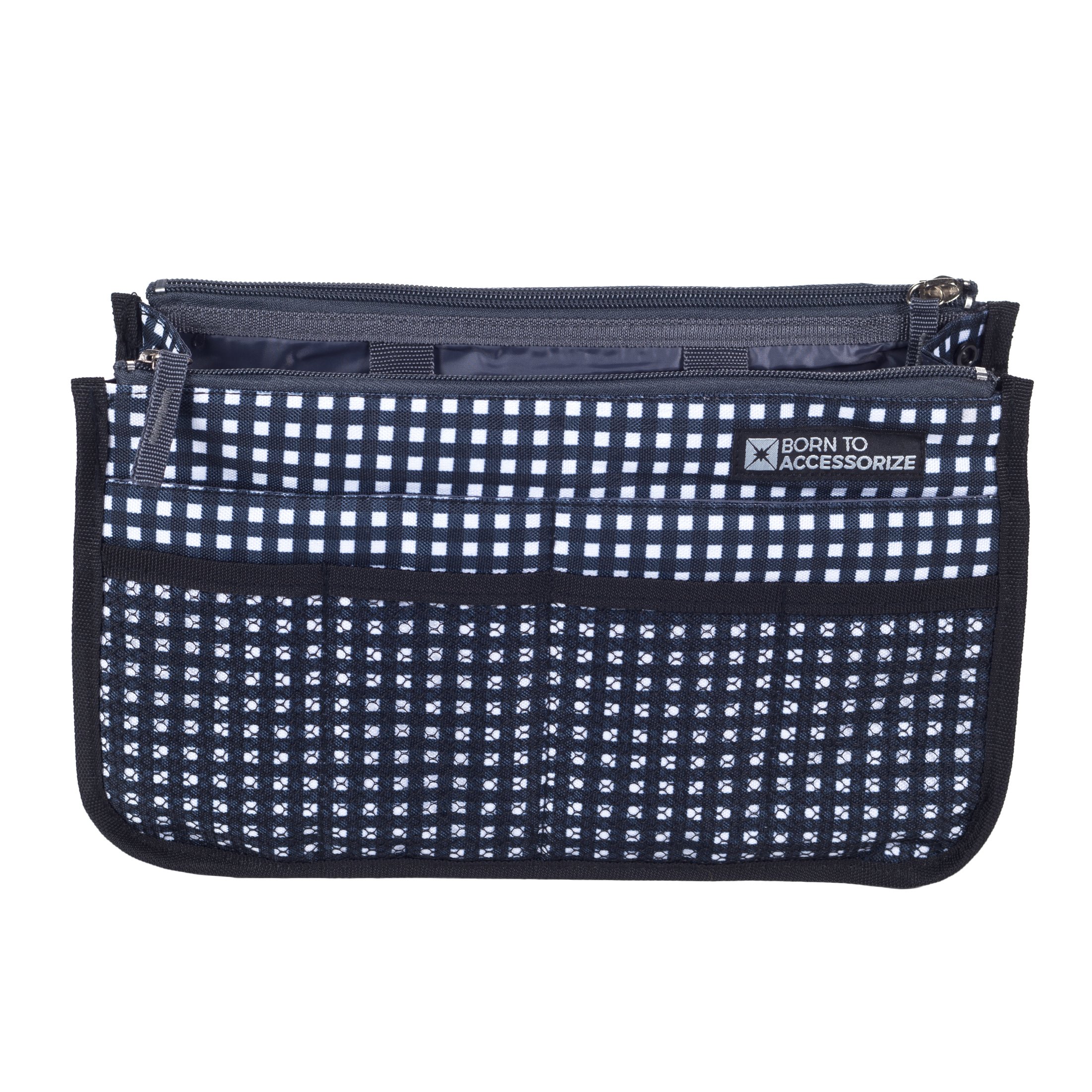 BTA Handbag Organizer with 13 Pockets - Perfect Insert to Keep Your Essentials Neat and Organized (L_Checkers)